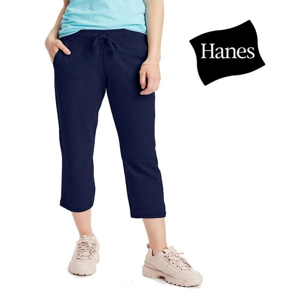 Hanes | Pants & Jumpsuits | Hanes Womens French Terry Navy Blue Capris ...